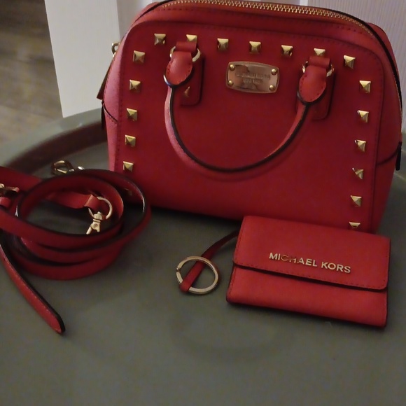 Michael Kors | Bags | Michael Kors Cross Body Bag And Wallet Set In Red One Of The Hot Colors Of ...